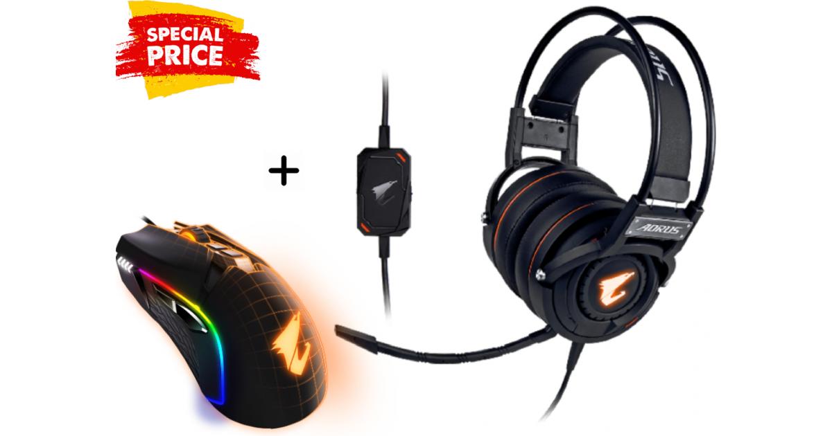 GIGABYTE AORUS H5 RGB STEREO HEADSET + GIGABYTE AORUS M5 RGB 16000DPI ...