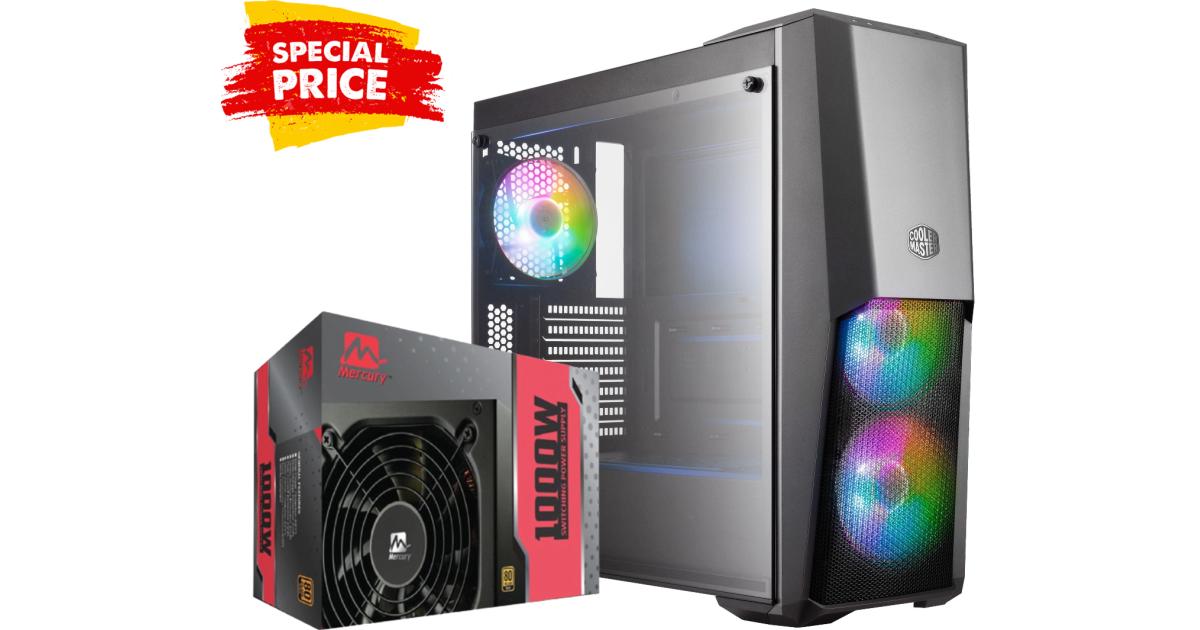 Cooler Master MB500 ARGB Mid Tower Tempered Glass Gaming Case + Mercury ...