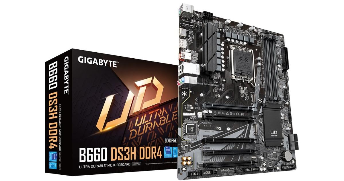GIGABYTE B660 DS3H, Intel 12th 13th Series, LGA 1700/DDR4/PCIe 4.0/M.2/USB 3.2 Gen 2×2 TYPE-C ...