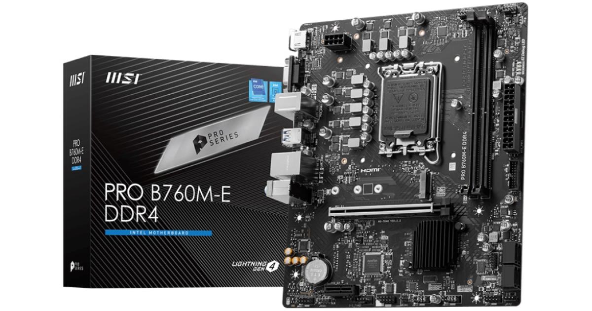 MSI PRO B760M-E, Intel 13th 12th Series, LGA 1700/DDR4/PCIe 4.0/1xM.2 ...