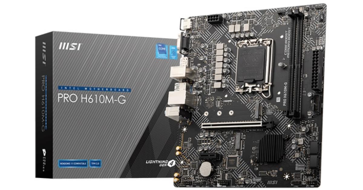 MSI PRO H610M-G DDR5 LGA 1700 Intel 12th PCIe 4.0 USB 3.2 Gen1 M.2 mATX ...