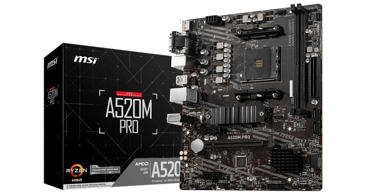 MSI A520M PRO AMD AM4 RYZEN 5000, 4000, 3000 Series /DDR4/PCIe 3.0/1xM ...