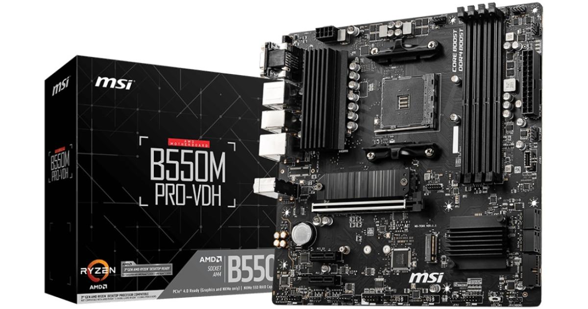 MSI B550M PRO-VDH, AMD AM4 RYZEN 5000, 4000, 3000 Series /DDR4/PCIe 4.0 ...