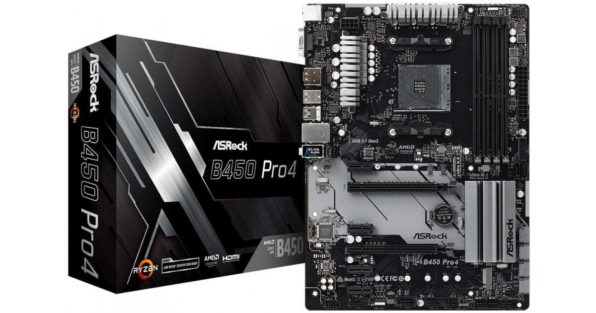 ASROCK B450 Pro4 AM4 ATX Motherboard | ASROCK B450 PRO4 | OS | Jordan