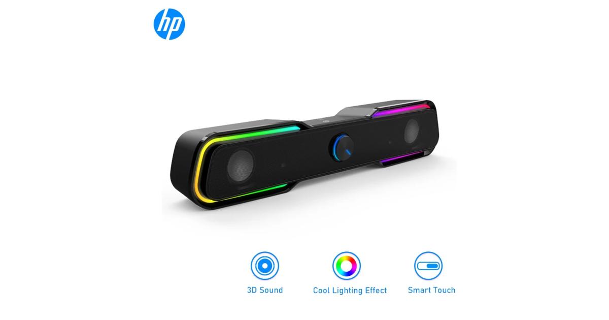 HP DHE-6002S Wired RGB Speaker Sound Bar, Easy volume controls, Touch ...