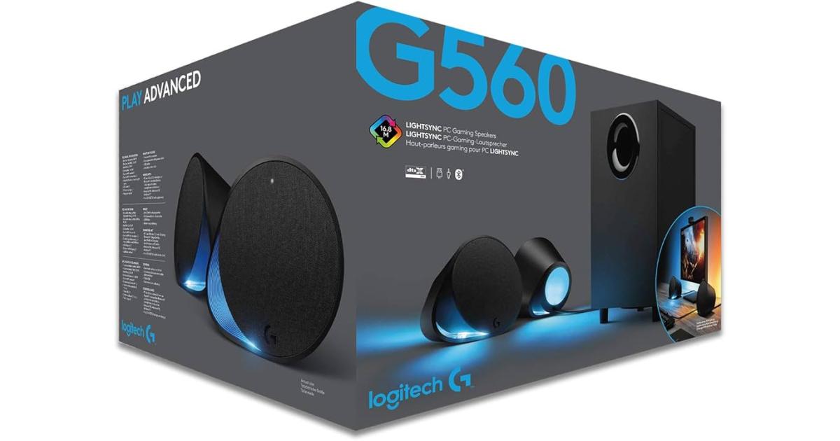 Logitech G560 LightSync RGB PC Gaming 2.1 Speaker System, 240w Total Watts w/ 7.1 DTS:X ...