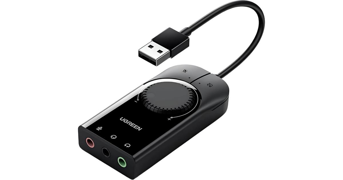 External Sound Card UGREEN CM129 USB 15 cm Black External volume ...