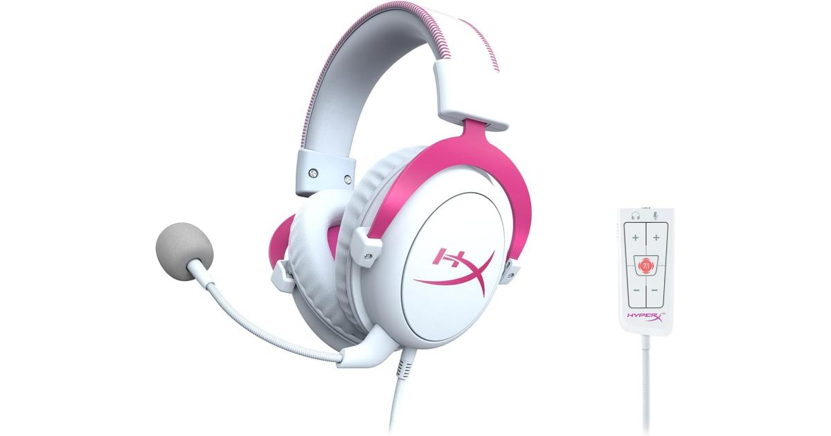 HyperX Cloud II - 7.1 Surround Sound Gaming Headset - White/Pink ...