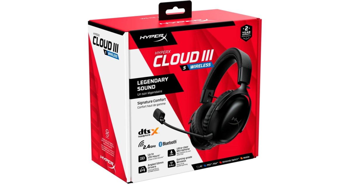 HyperX Cloud III S Wireless Gaming Headset (2.4GHz, Bluetooth), DTS:X ...