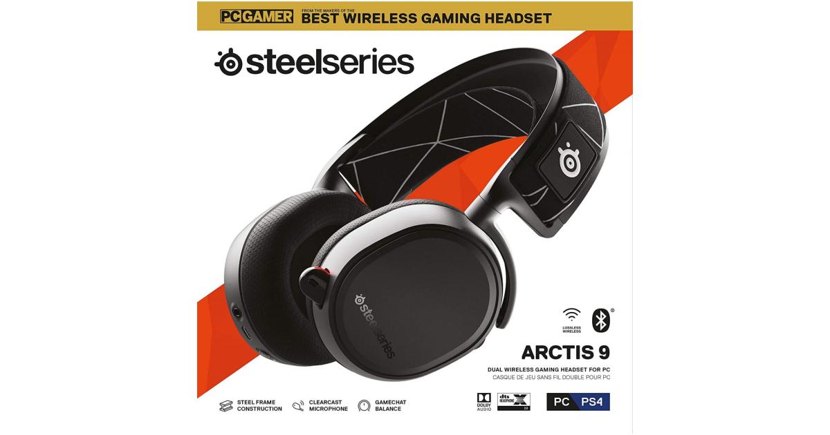 SteelSeries Arctis 9 Wireless - Bluetooth 20+ Hour Battery Life PC, PS, Xbox &Mac -Black Gaming ...