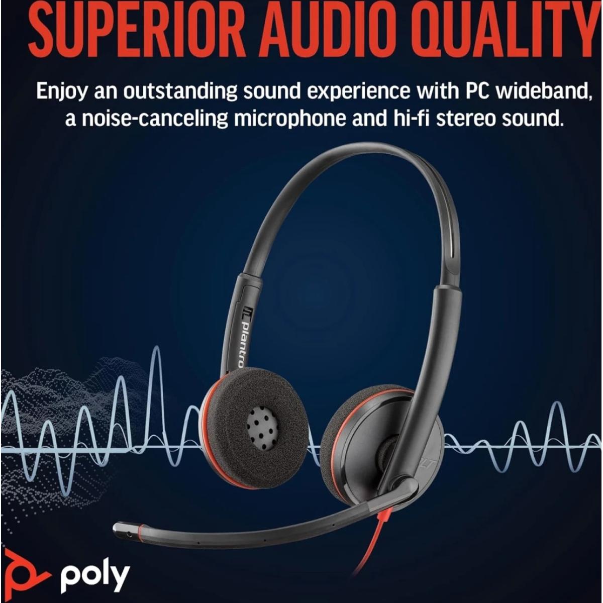 Poly Plantronics - Blackwire 3220 - Wired Dual-Ear (Stereo) Headset ...