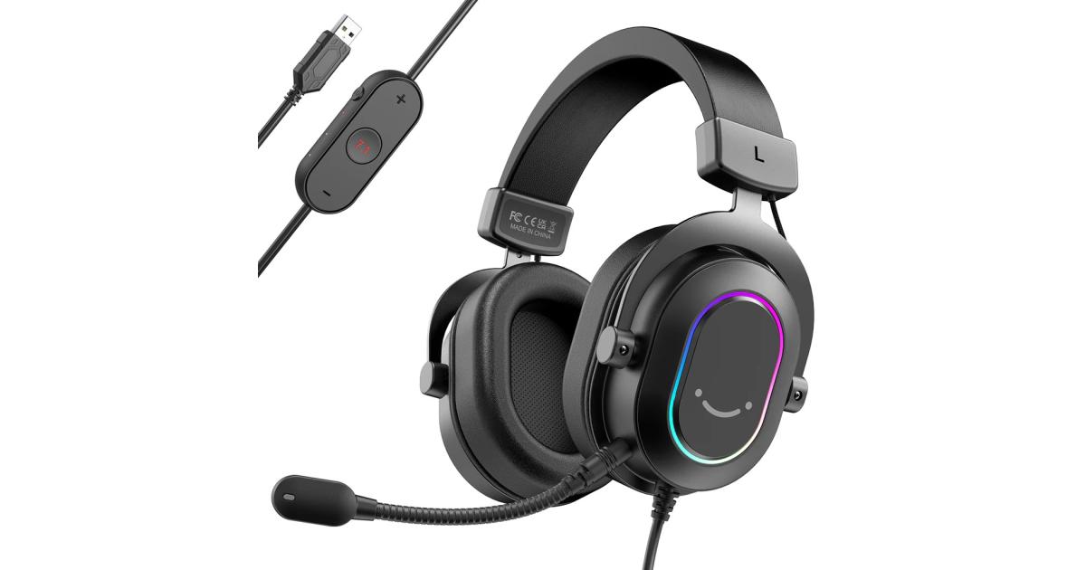 FIFINE AmpliGame H6 USB Headset for PC Gaming with RGB, In-line ...