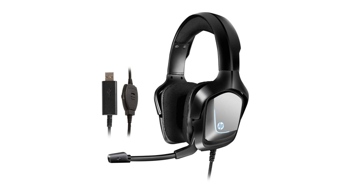 HP H220GS USB 2.0 Virtual 7.1 Gaming Headset W/ Microphone & Led ...