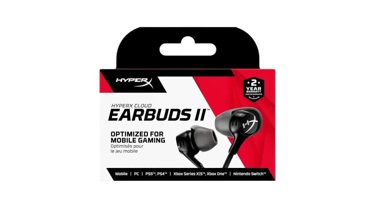 HyperX Cloud Earbuds II Wired 3.5mm Low-profile 90° Plug Gaming ...