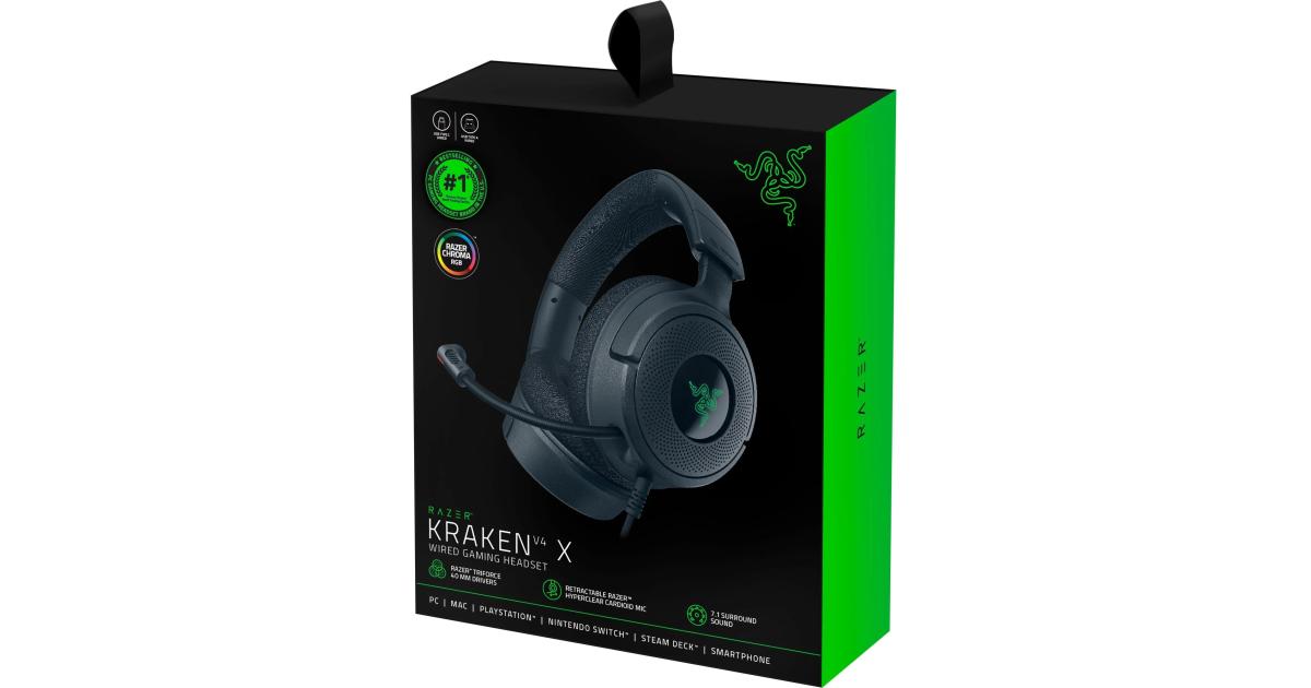 Razer Kraken V4 X Chroma RGB Wired Gaming Headset w/ 7.1 surround sound ...