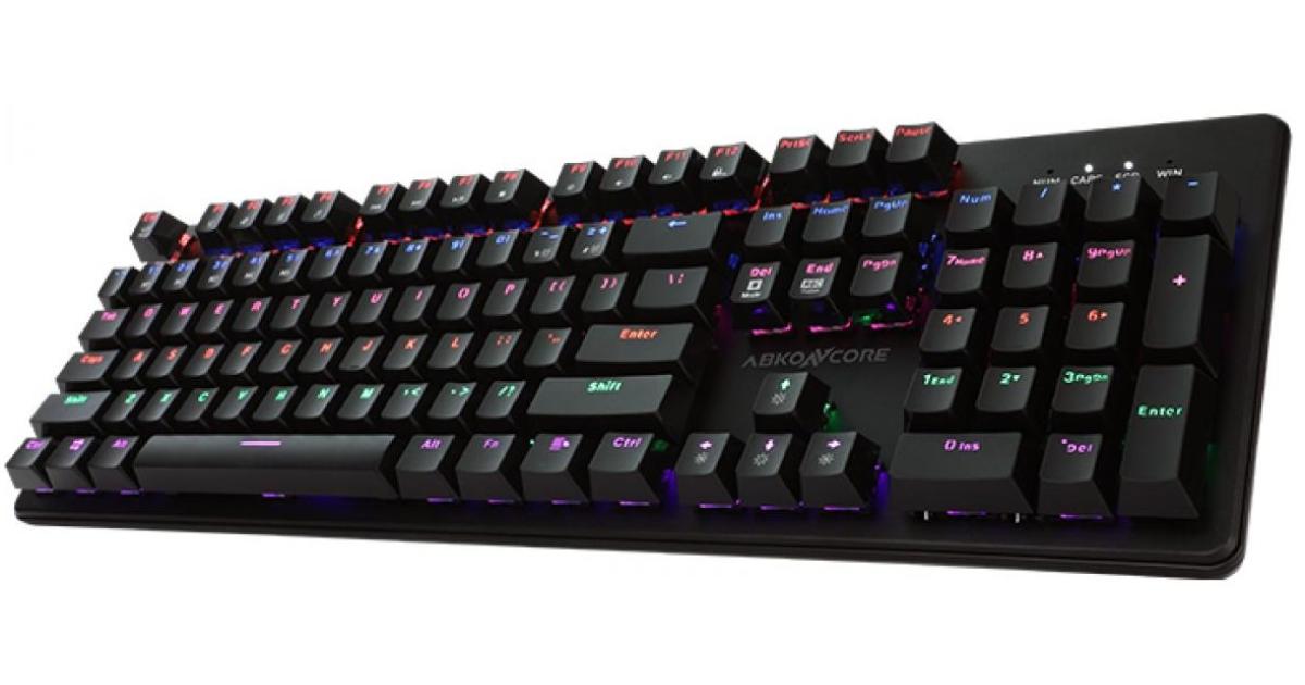 ABKONCORE K595 Rainbow RGB LED Backlit Splash-Proof Mechanical Gaming Keyboard-Blue Switches ...