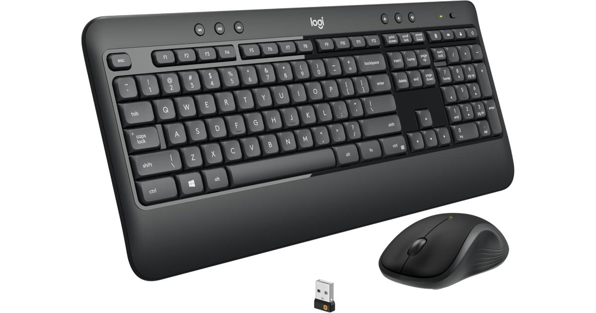 Logitech MK540 Advanced Wireless Keyboard & Mouse Combo 2in1 (2.4GHz), Sleek & Comfortable Spill ...