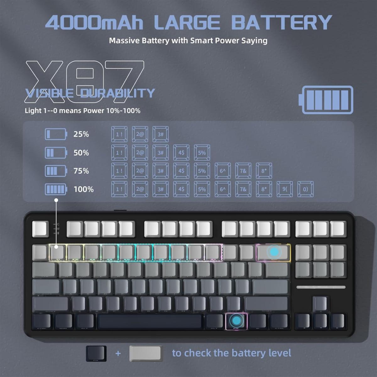 ATTACK SHARK X87 Wireless Tri-Mode Mechanical Gaming Keyboard - Hot ...