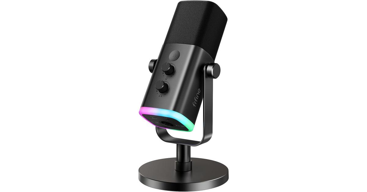 Fifine Ampligame AM8 Rgb Usb/xlr Dynamic Mic With Touch-mute, I/o Controls, Live Monitoring For ...