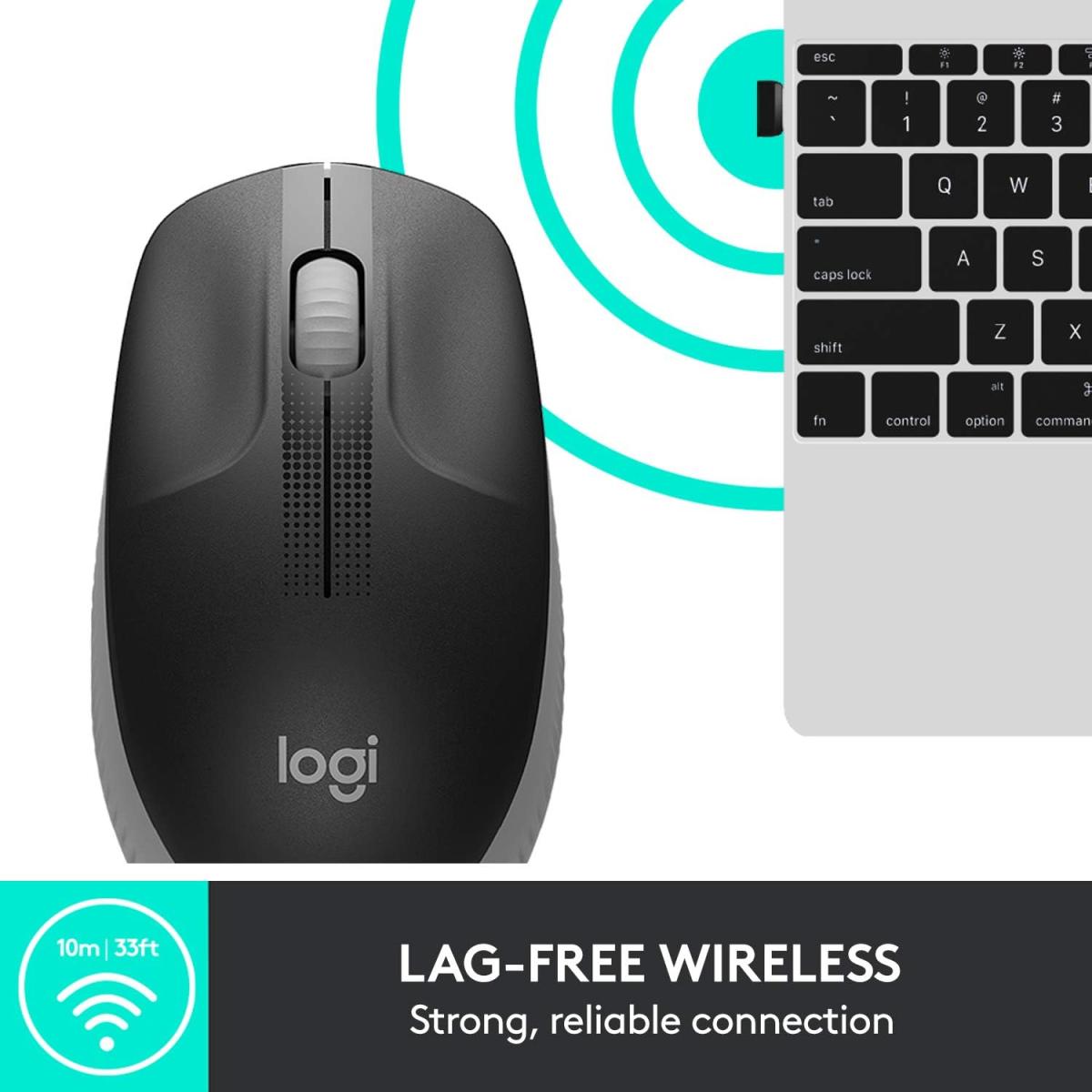 Logitech Wireless Mouse M190 - Full Size Ambidextrous Curve Design ...