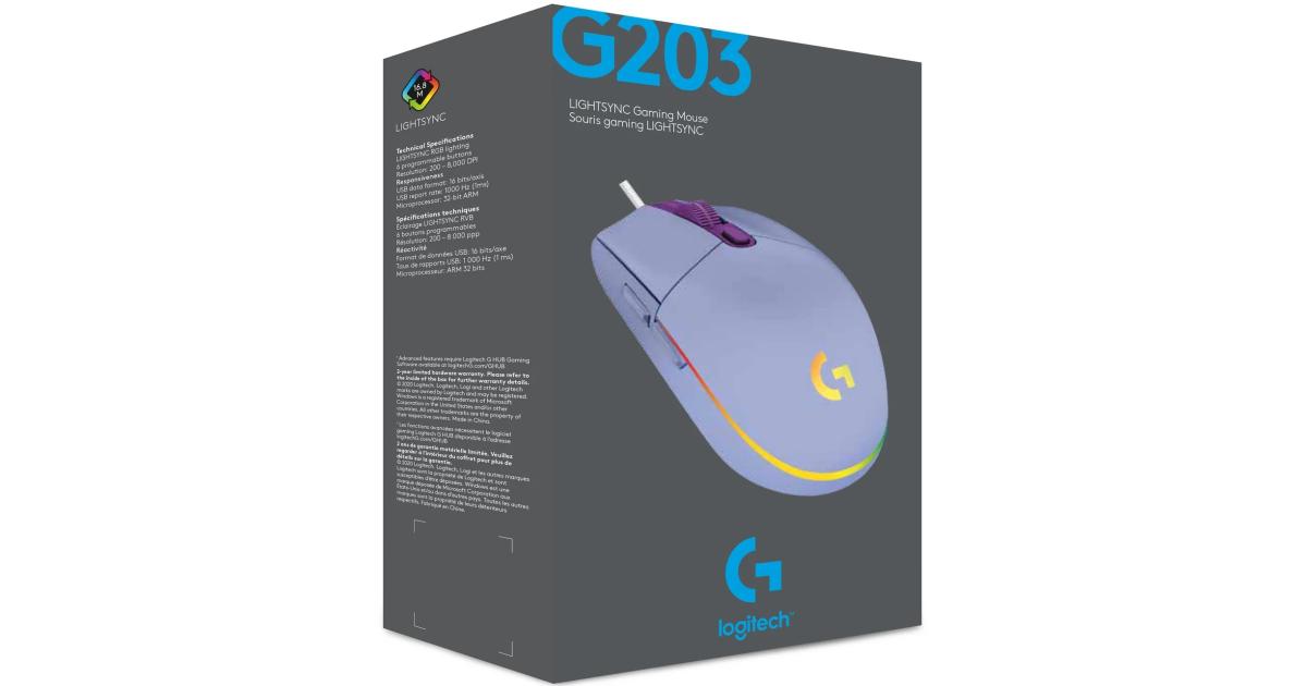 Logitech G203 (Lilac) Wired Gaming Mouse, 8K DPI, LIGHTSYNC RGB, 6 ...