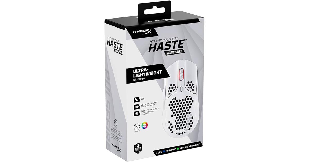 HyperX Pulsefire Haste Wireless Gaming Ultra Lightweight 61g 100 Hour ...
