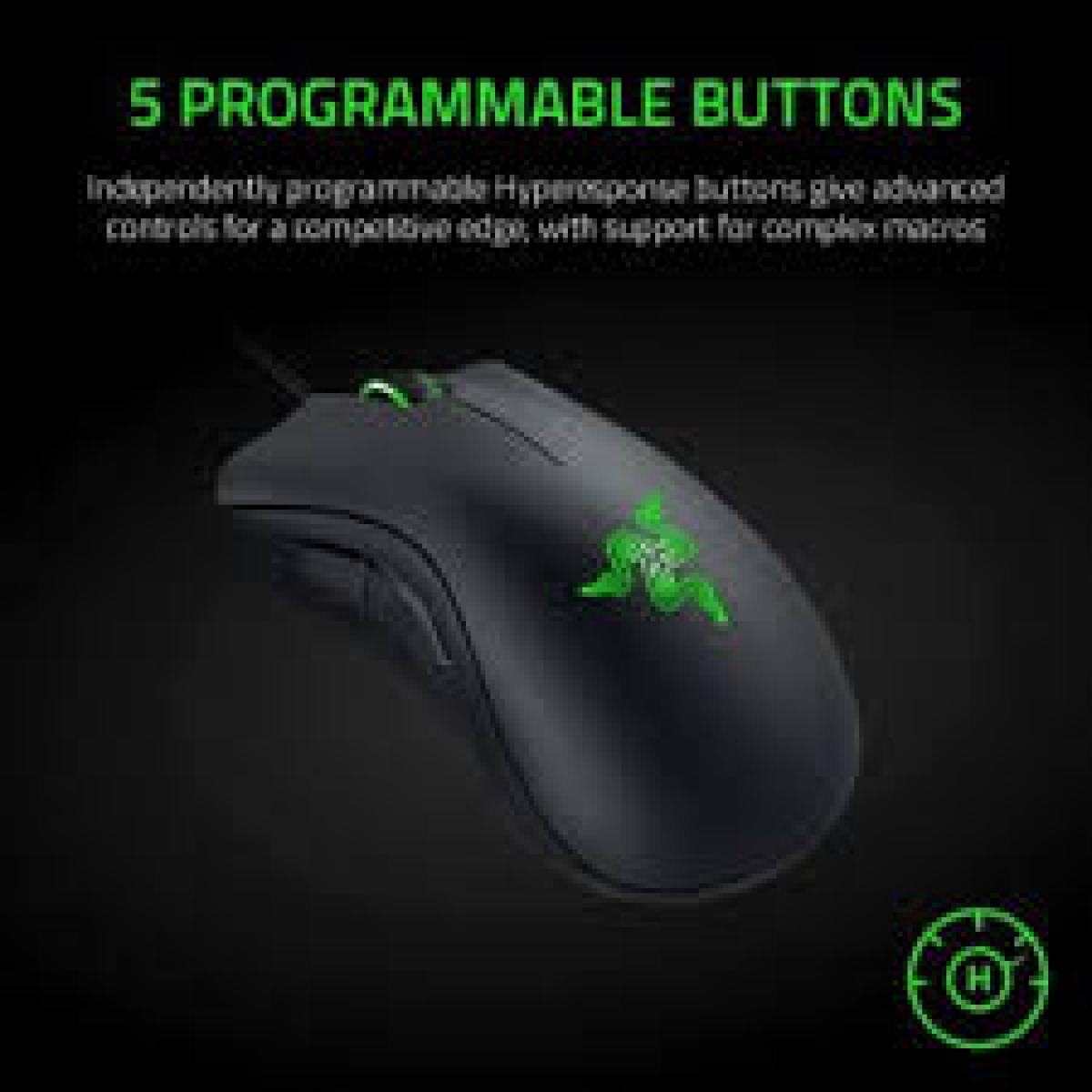 Razer DeathAdder Wired Essential Gaming Mouse 6400 DPI Optical Sensor 5 ...