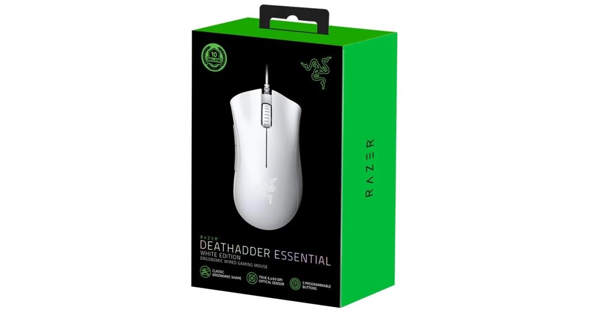 Razer DeathAdder Wired Essential Gaming Mouse 6400 DPI Optical Sensor 5 ...