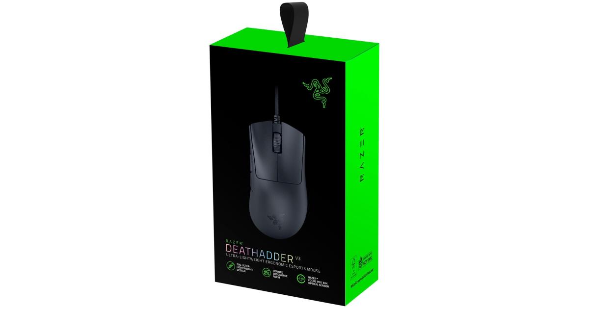 Razer DeathAdder V3 Wired Gaming Mouse 30K DPI Focus Pro Optical Sensor ...