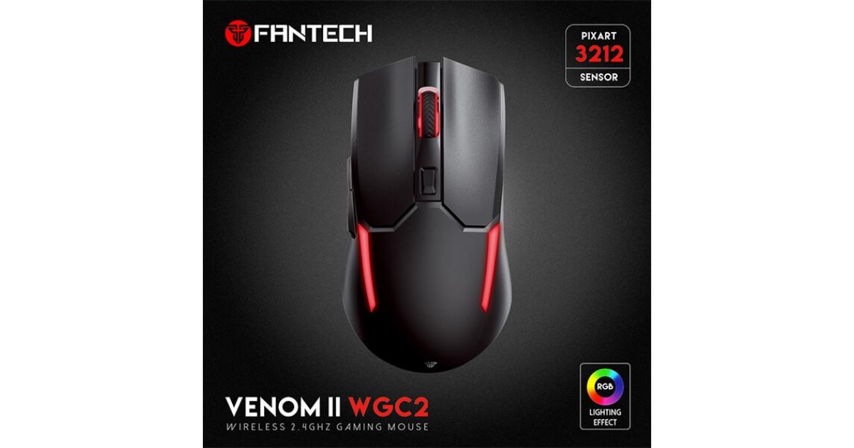 FANTECH VENOM II WGC2 RGB (Vibe Edition Black) 2.4GHz Wireless Gaming ...