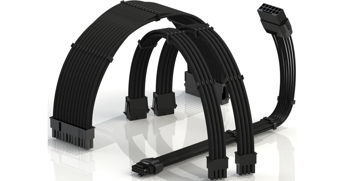 LINKUP AVA Power Supply Sleeved Extension Molded Plug Cables, 4 Pcs Kit ...