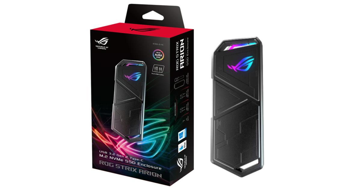 ASUS ROG STRIX ARION M.2 NVMe SSD RGB Enclosure USB3.2 Gen 2 Type-C (10 ...