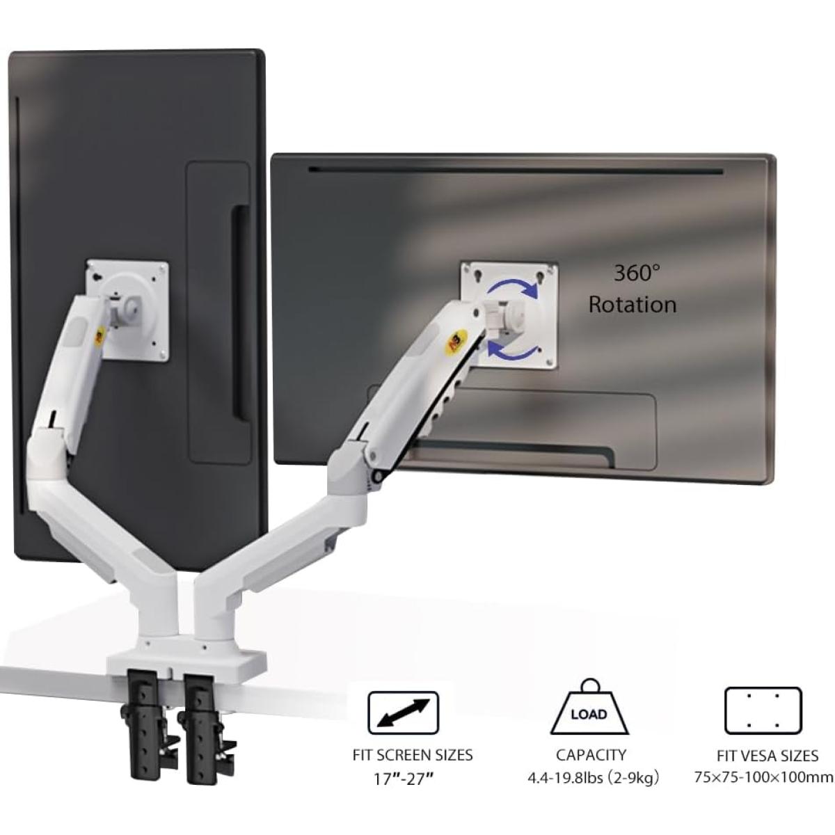 North Bayou (NB F160) Ergonomic Desk Mount Dual Monitor Arm, Up To 17 ...