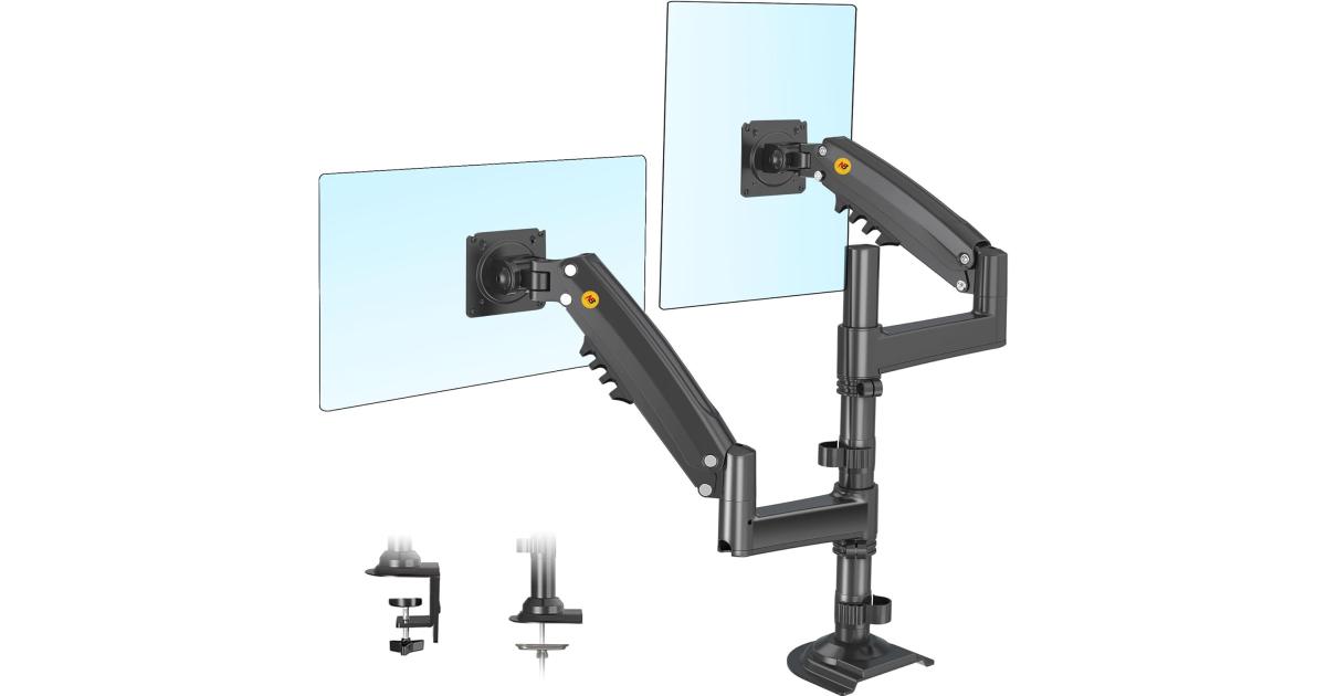 North Bayou (NB H180) Ergonomic Desk Mount Dual Monitor Arm, Up To 17 ...