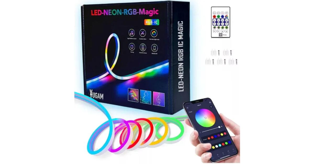 LED Neon RGB Magic Strip (5m), USB Power, Bluetooth Mobile APP, Remote ...