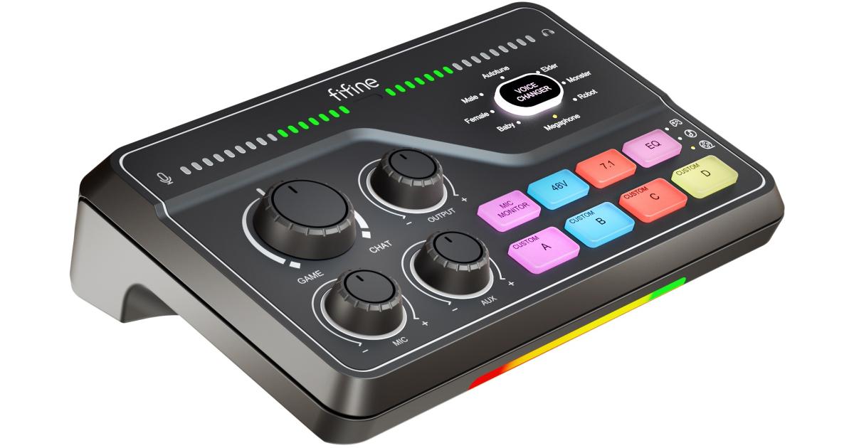 Fifine SC8 RGB PC Recording Studio Audio Sound Cards Mixers External ...
