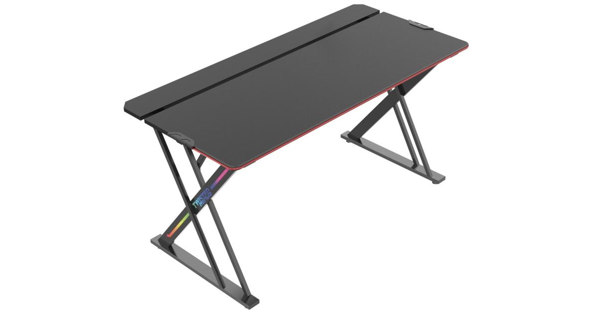 Twisted Minds X Shaped RGB Gaming Desk, Carbon Fiber Cover, Cable ...