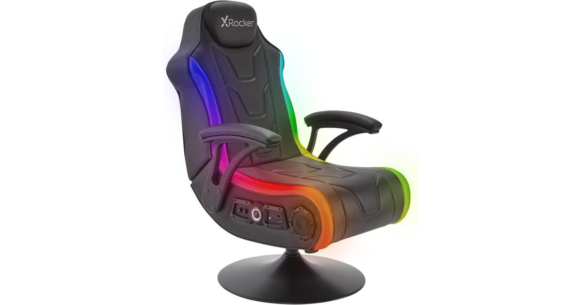 X-Rocker Monsoon RGB 4.1 Audio Pedestal Gaming Chair, 4.1 Surround ...