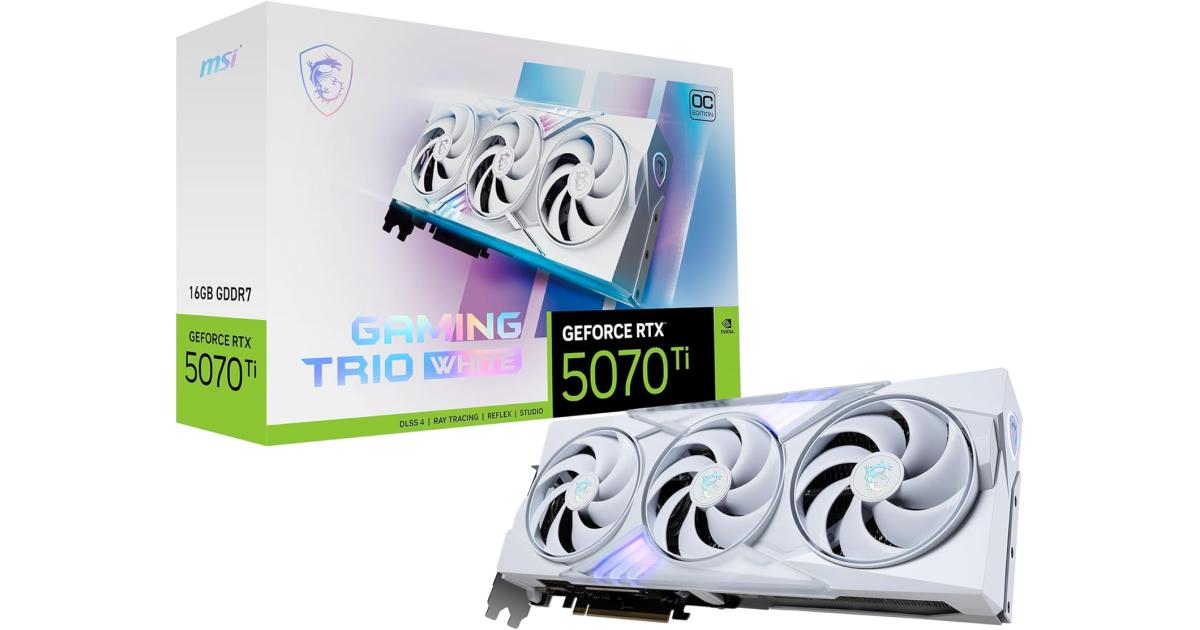 MSI GeForce RTX 5070 Ti GAMING TRIO OC WHITE 16GB GDDR7- Graphics Card ...
