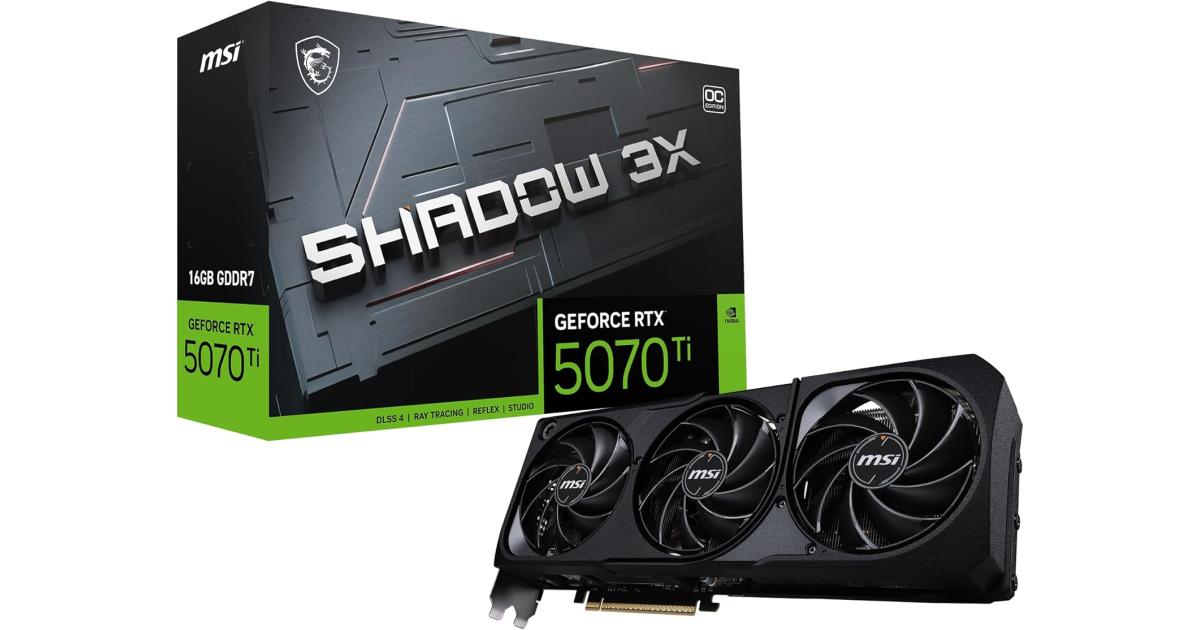 MSI GeForce RTX 5070 Ti SHADOW 3X OC 16GB GDDR7- Graphics Card | G507T ...