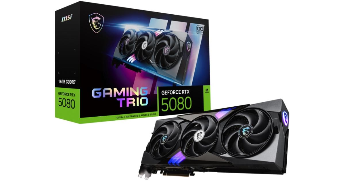 MSI GeForce RTX 5080 GAMING TRIO OC 16GB GDDR7 - Graphics Card | G5080 ...
