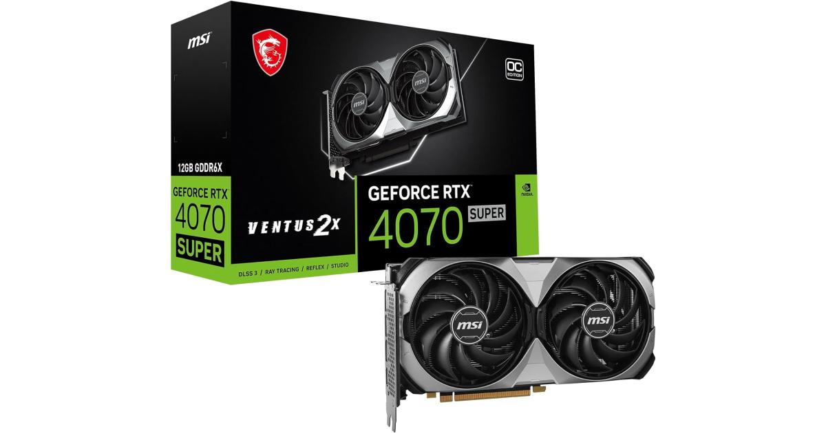 MSI GeForce RTX 4070 SUPER VENTUS 2X OC 12GB GDDR6X - Graphics Card ...