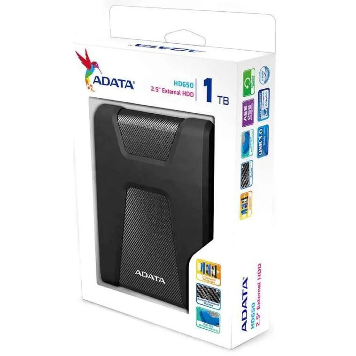 ADATA HD650 1TB USB 3.1 Portable External Hard Drive - Black | AHD50-1TU3-Cbk | OS | Jordan