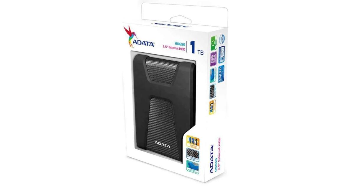 ADATA HD650 1TB USB 3.1 Portable External Hard Drive - Black | AHD50-1TU3-Cbk | OS | Jordan