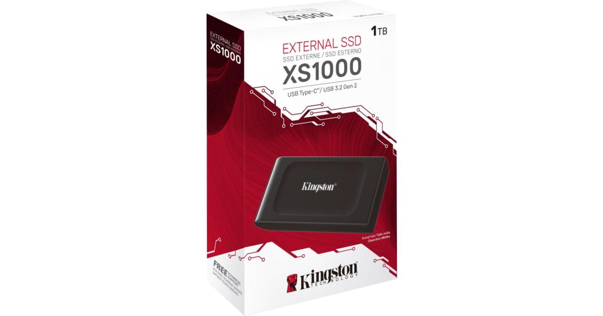 Kingston XS1000 1TB USB Type-C To Type-A (3.2 Gen 2) Portable External ...