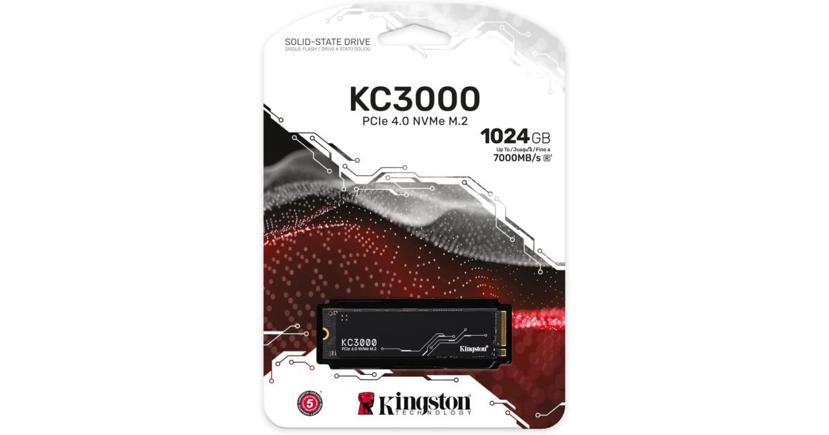 Kingston KC3000 1TB PCIe 4.0 NVMe M.2 SSD-Sequential Read/Write (7000/ ...