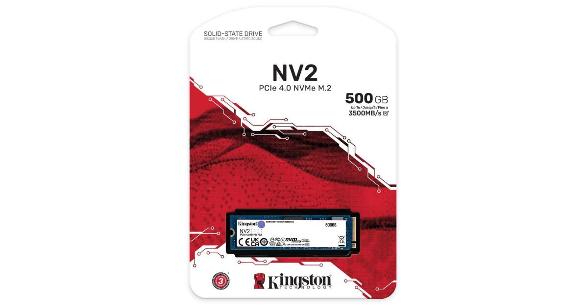 Kingston NV2 500GB M.2 NVMe PCIe 4.0, GEN 4 SSD Up To 3500/2100 MB/s ...