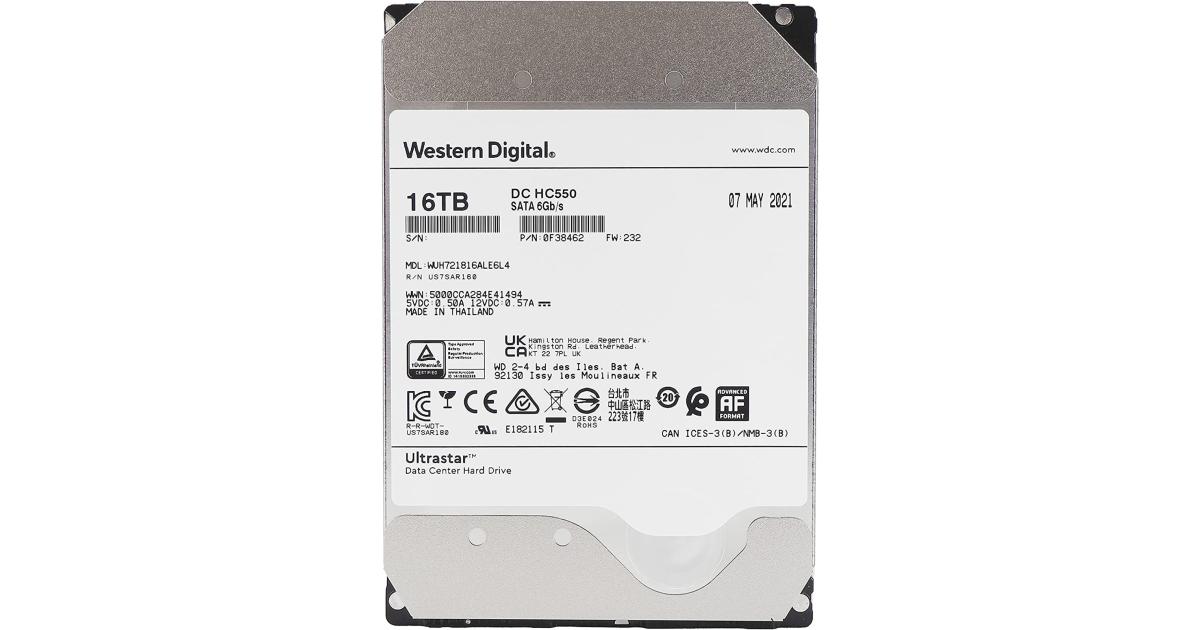 Western Digital UltraStar HDD Desktop Storage 16TB 7200RPM SATA 6Gb/s ...