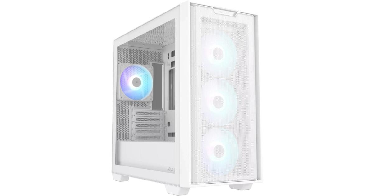 ASUS A21 PLUS (White) Micro-ATX ARGB Mid Tower Tempered Glass Gaming ...