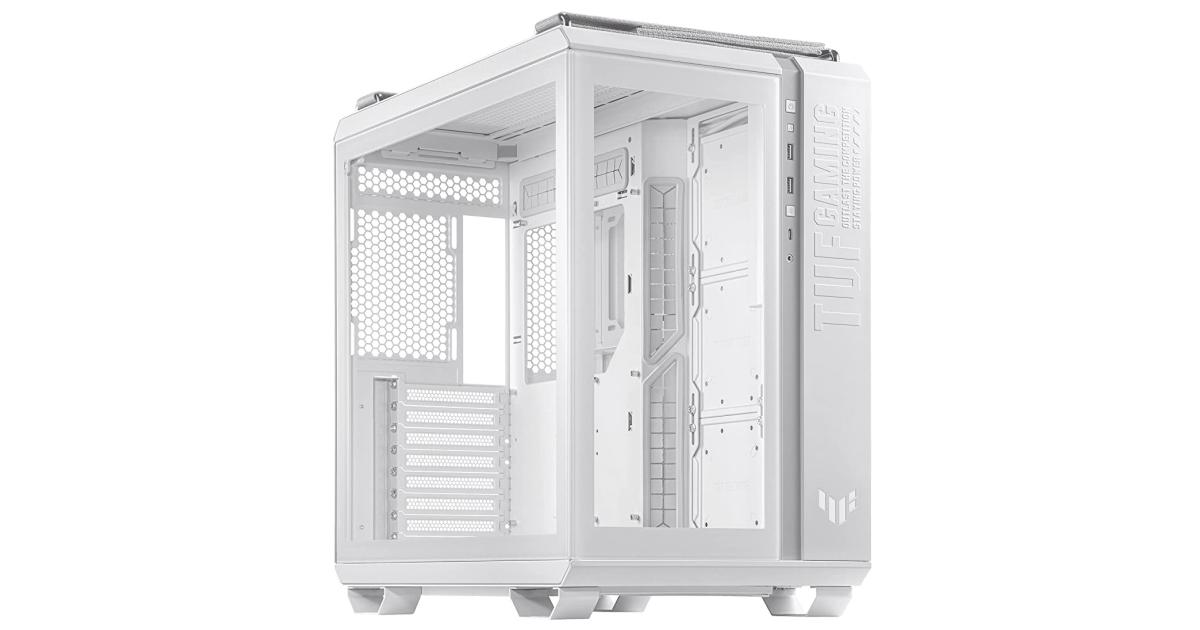 ASUS TUF Gaming GT502 (White) Panoramic Dual Chamber Mid-Tower Tempered ...